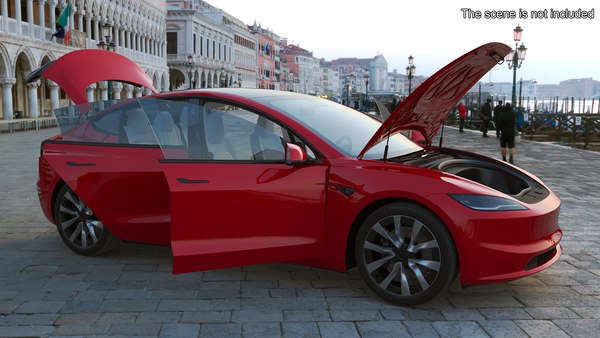 modelo 3d Tesla Model 3 2024 Rojo Aparejado - TurboSquid 2256908