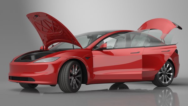 modelo 3d Tesla Model 3 2024 Rojo Aparejado - TurboSquid 2256908