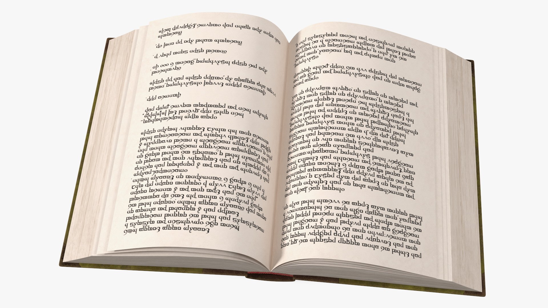 Open Hardback Book Elven Text Green 3D - TurboSquid 2246257