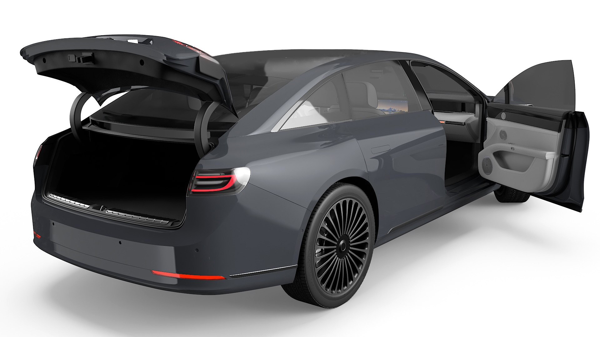 Sleek Modern Sedan Gray Rigged Model - TurboSquid 2374903