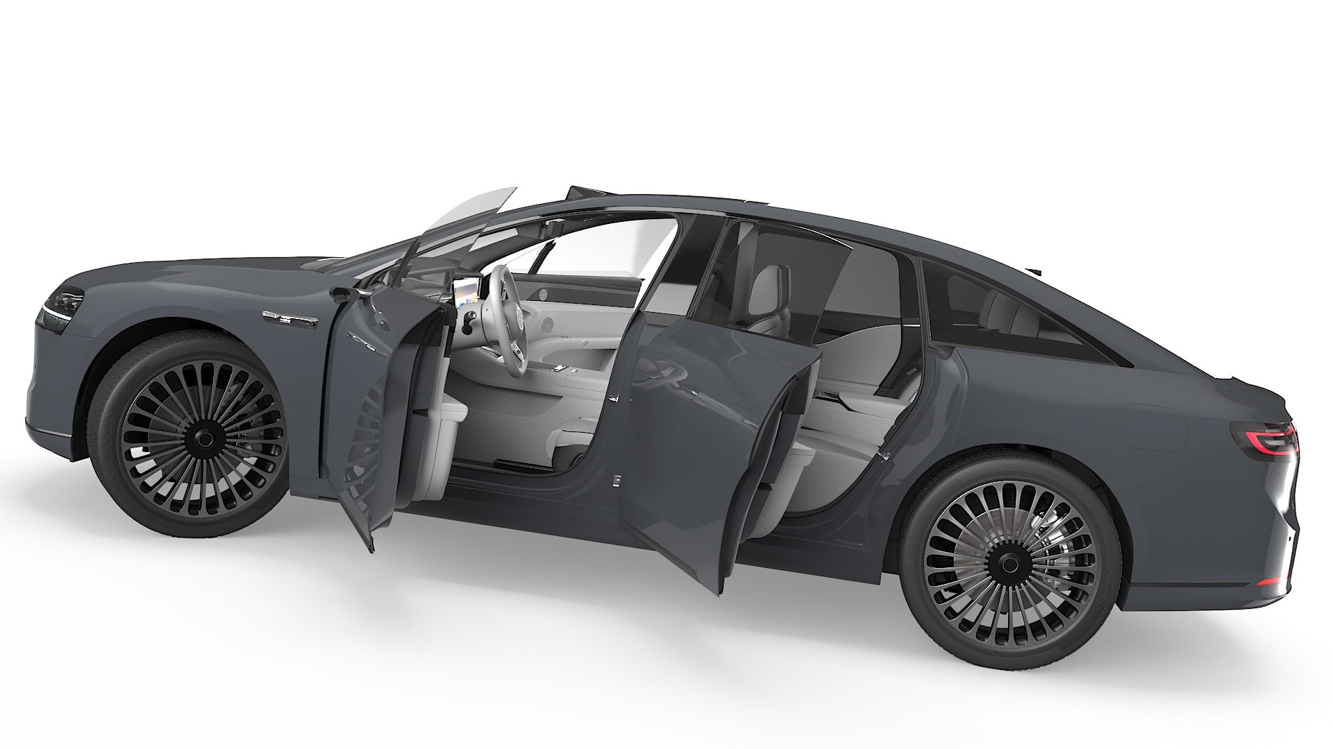 Sleek Modern Sedan Gray Rigged Model - TurboSquid 2374903