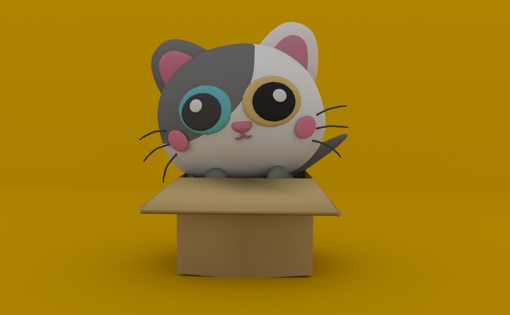3D model 3D cat with box - TurboSquid 1927710
