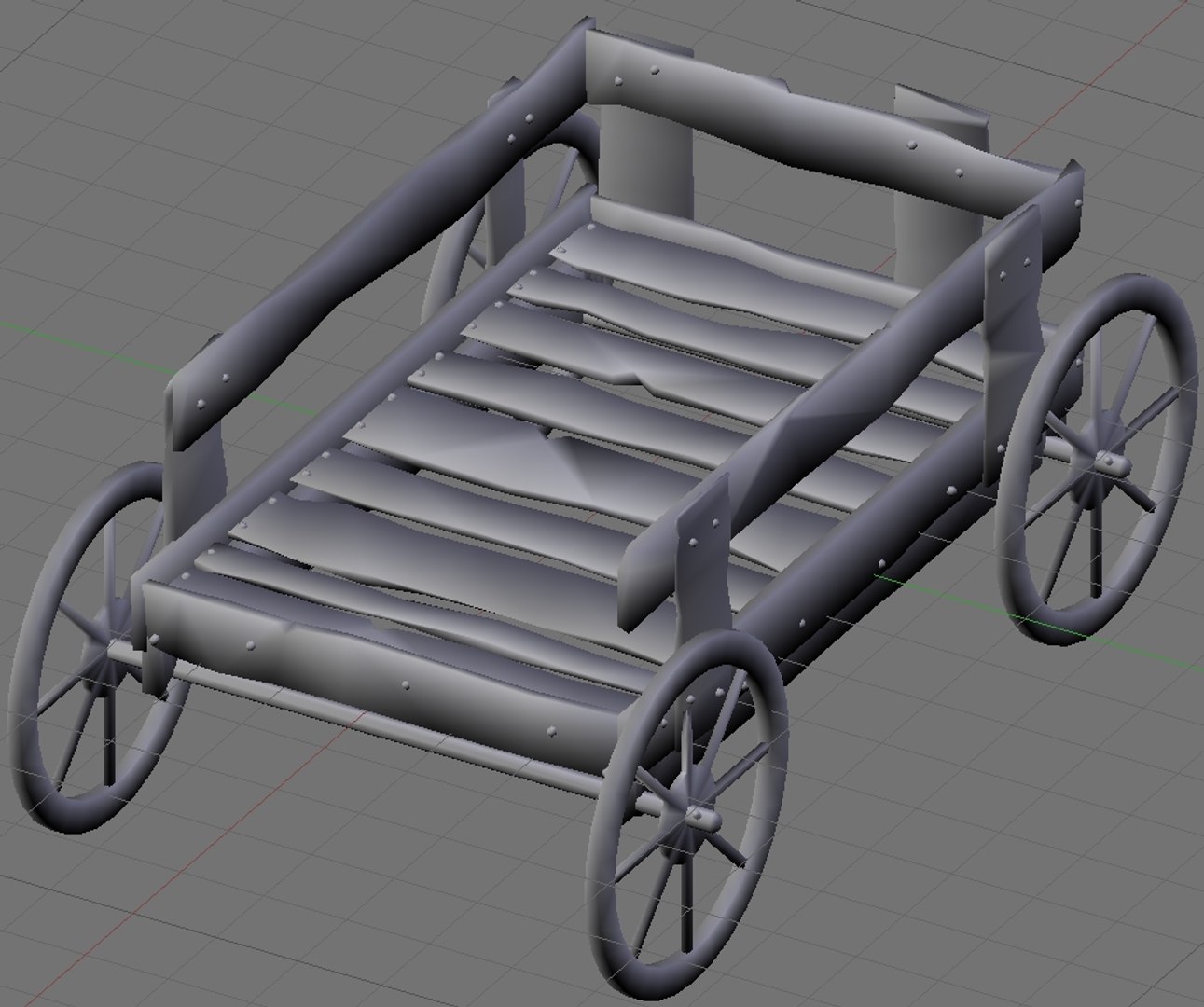 wooden cart 3d model