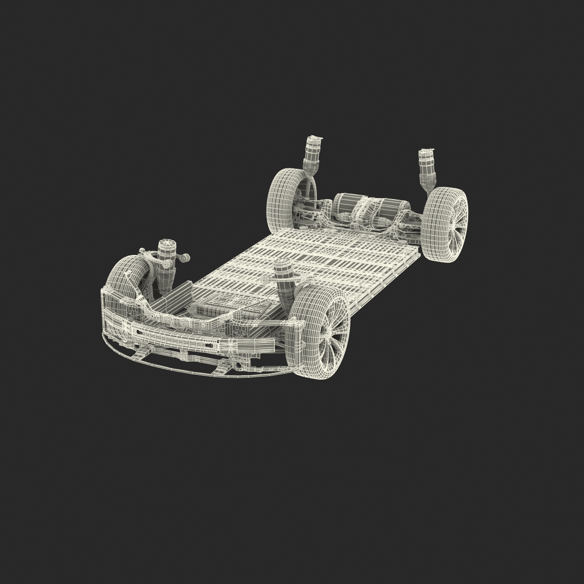 3d tesla s chassis modeled