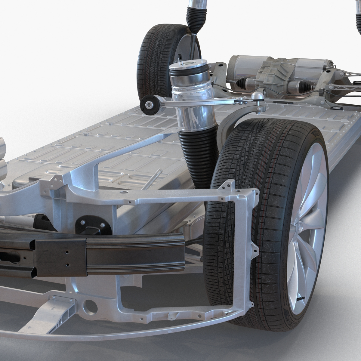 3d tesla s chassis modeled