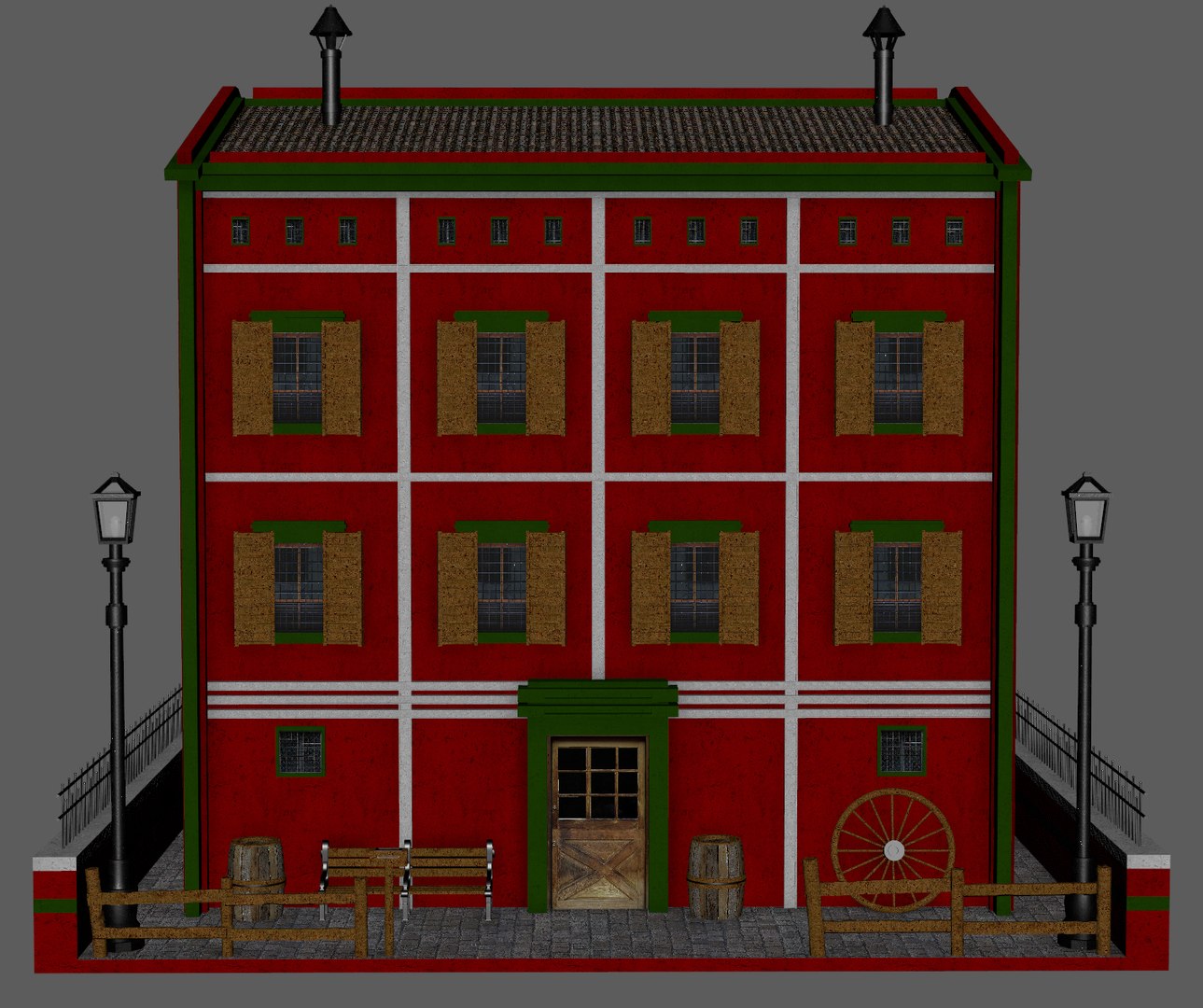 Red Building 3D Model - TurboSquid 1315979