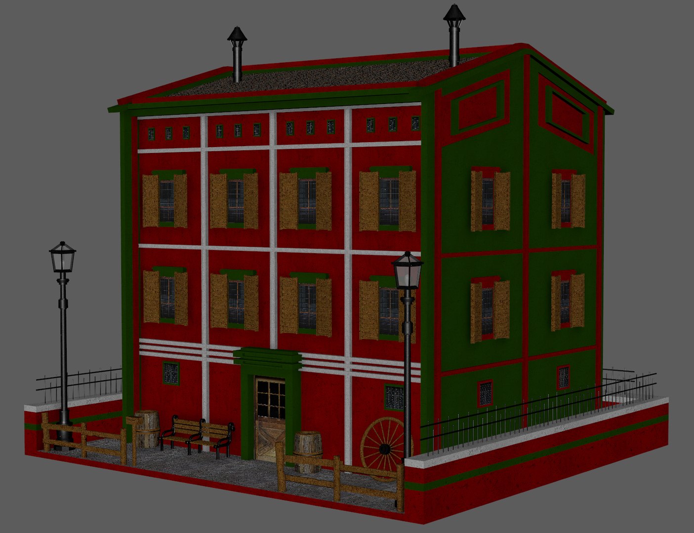 Red Building 3D Model - TurboSquid 1315979