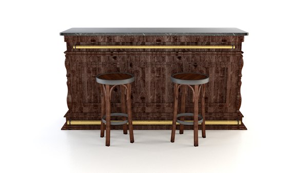 Bar and Stools Set - Colonial Style 3D model - TurboSquid 1839240