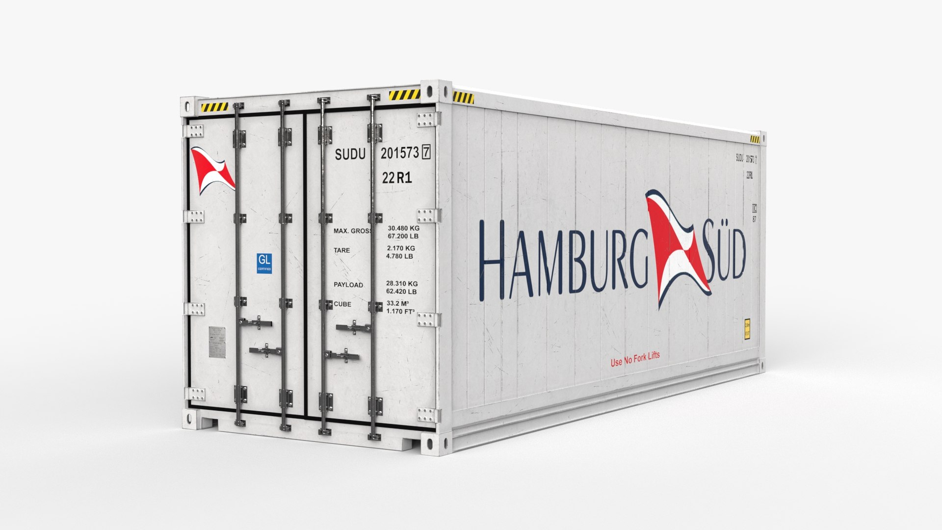 3D 20feet Hamburg Sud Shipping Container Reefer CARRIER - TurboSquid ...