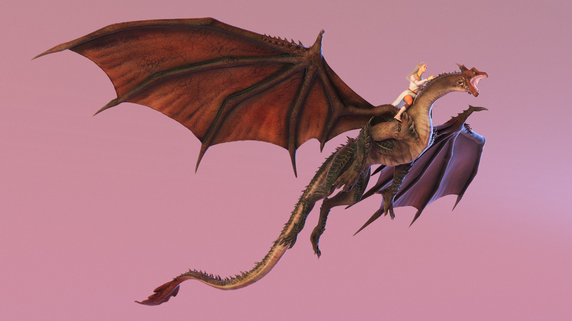 Fantasy Elf Princess Riding Dragon With Fur 3D Model - TurboSquid 2300093