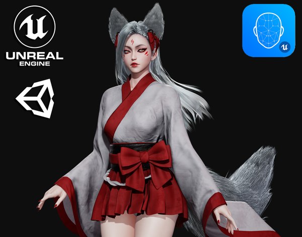 Kitsune - Low-poly pronto para jogo Modelo 3D Modelo 3D - TurboSquid ...