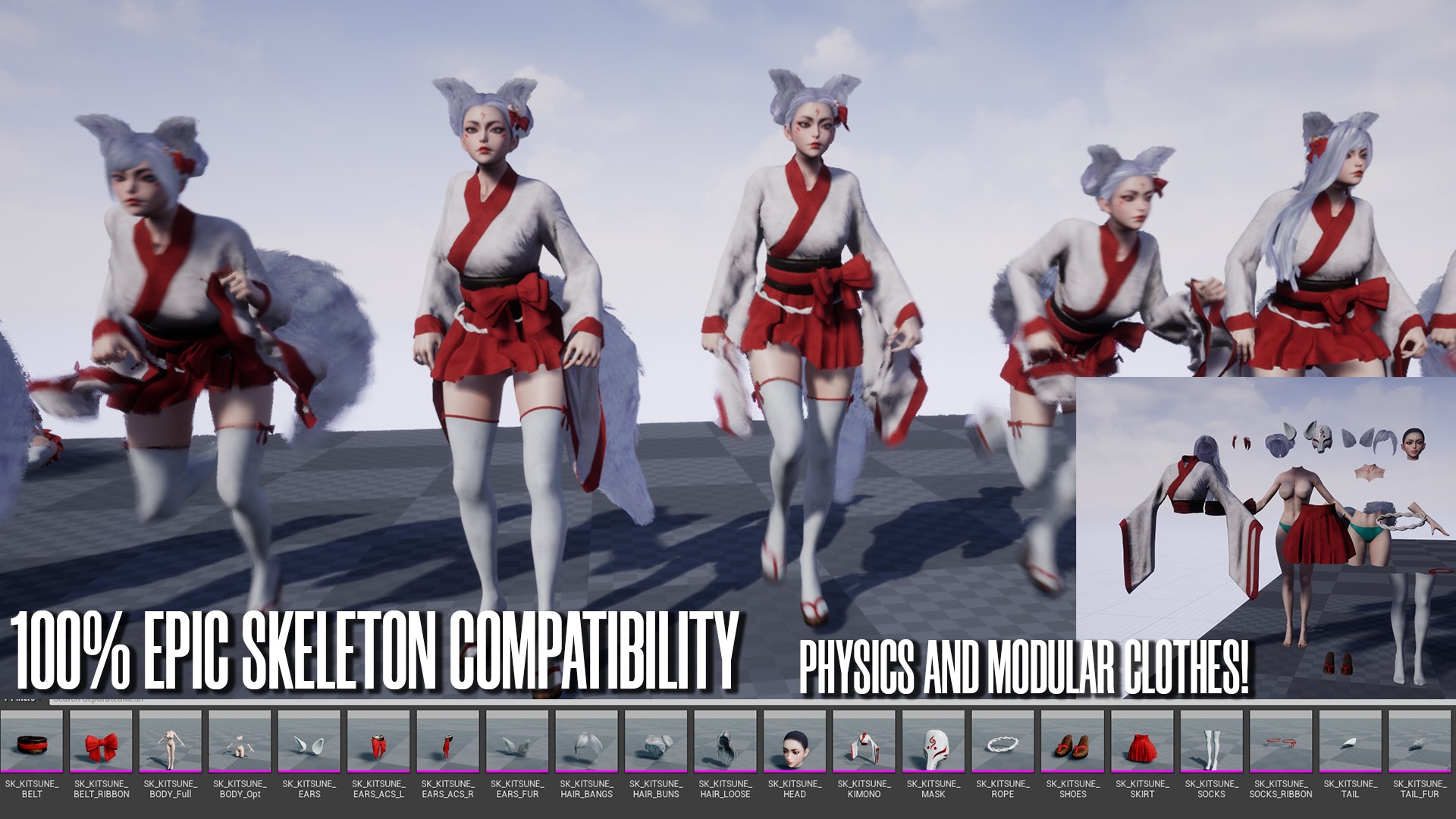 3D Kitsune - Game Ready Low-poly 3D Model - TurboSquid 2118017