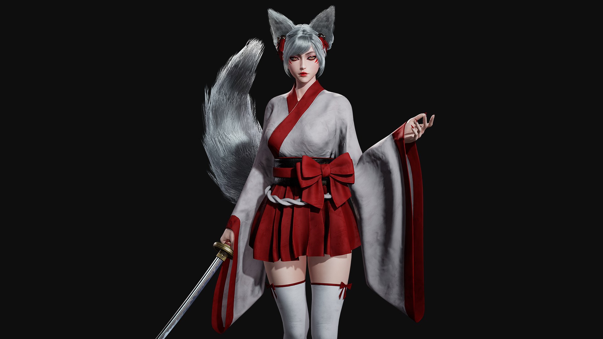 3D Kitsune - Game Ready Low-poly 3D Model - TurboSquid 2118017