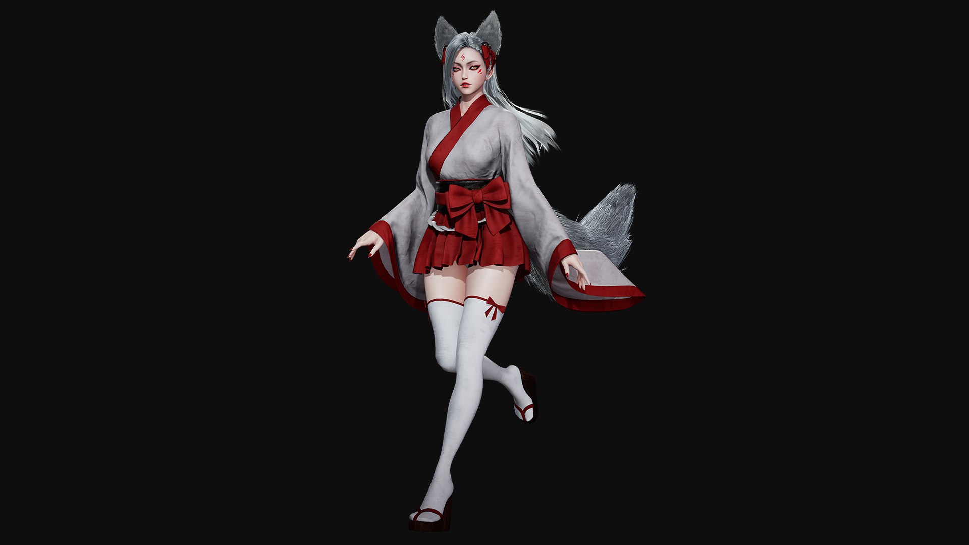 3D Kitsune - Game Ready Low-poly 3D model - TurboSquid 2118017