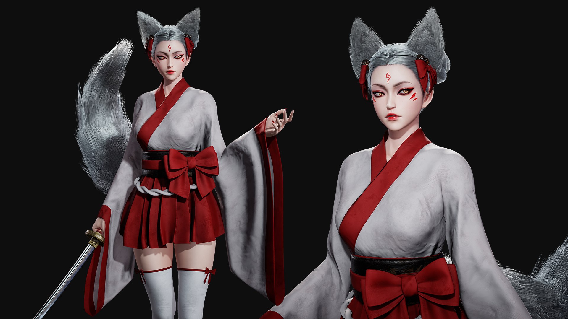 3D Kitsune - Game Ready Low-poly 3D model - TurboSquid 2118017