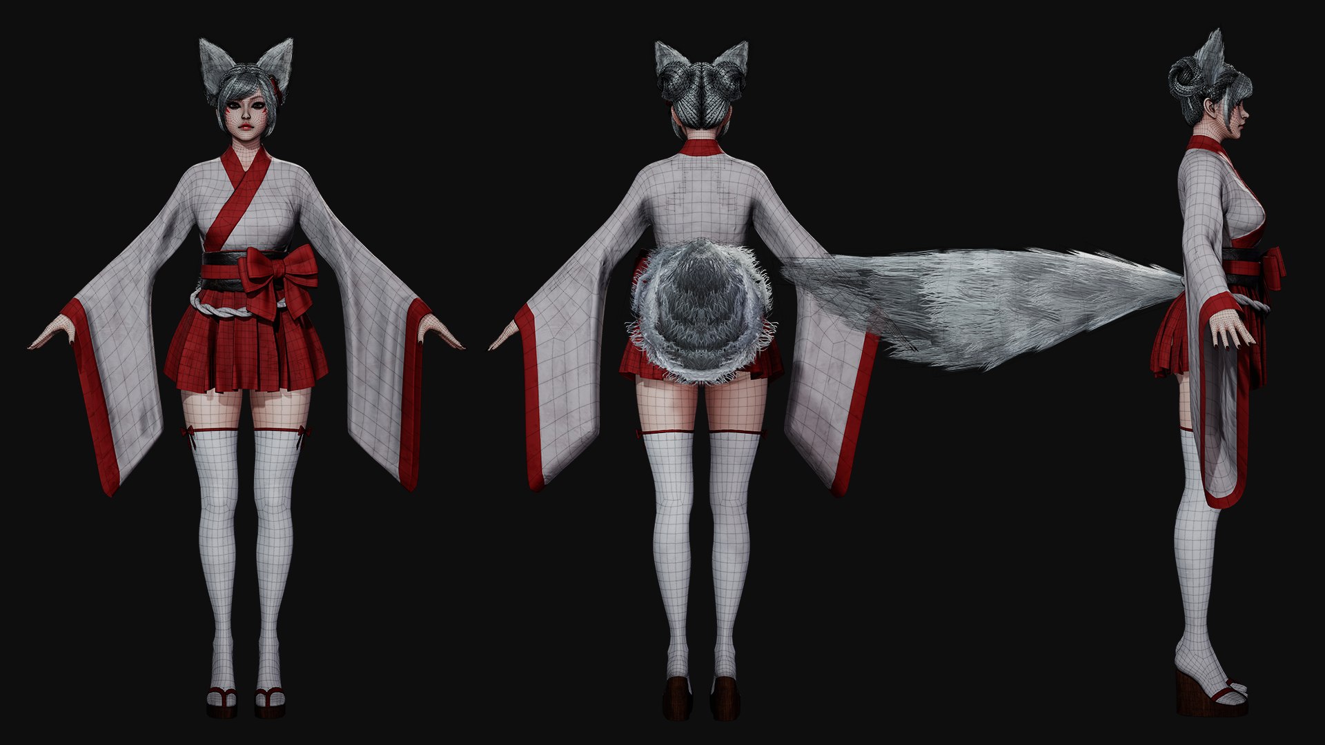 3D Kitsune - Game Ready Low-poly 3D model - TurboSquid 2118017