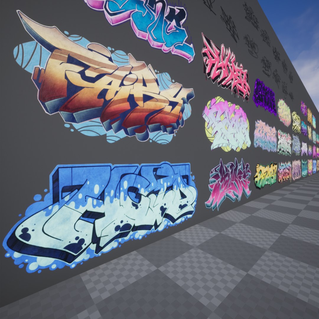 Graffiti Pack Decals VI for UE4 and Unity 3D - TurboSquid 2178138