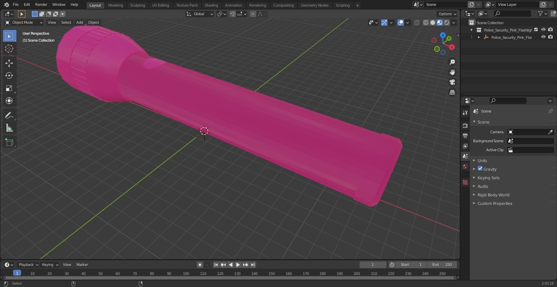 3D Police Security Pink Flashlight - TurboSquid 2157042