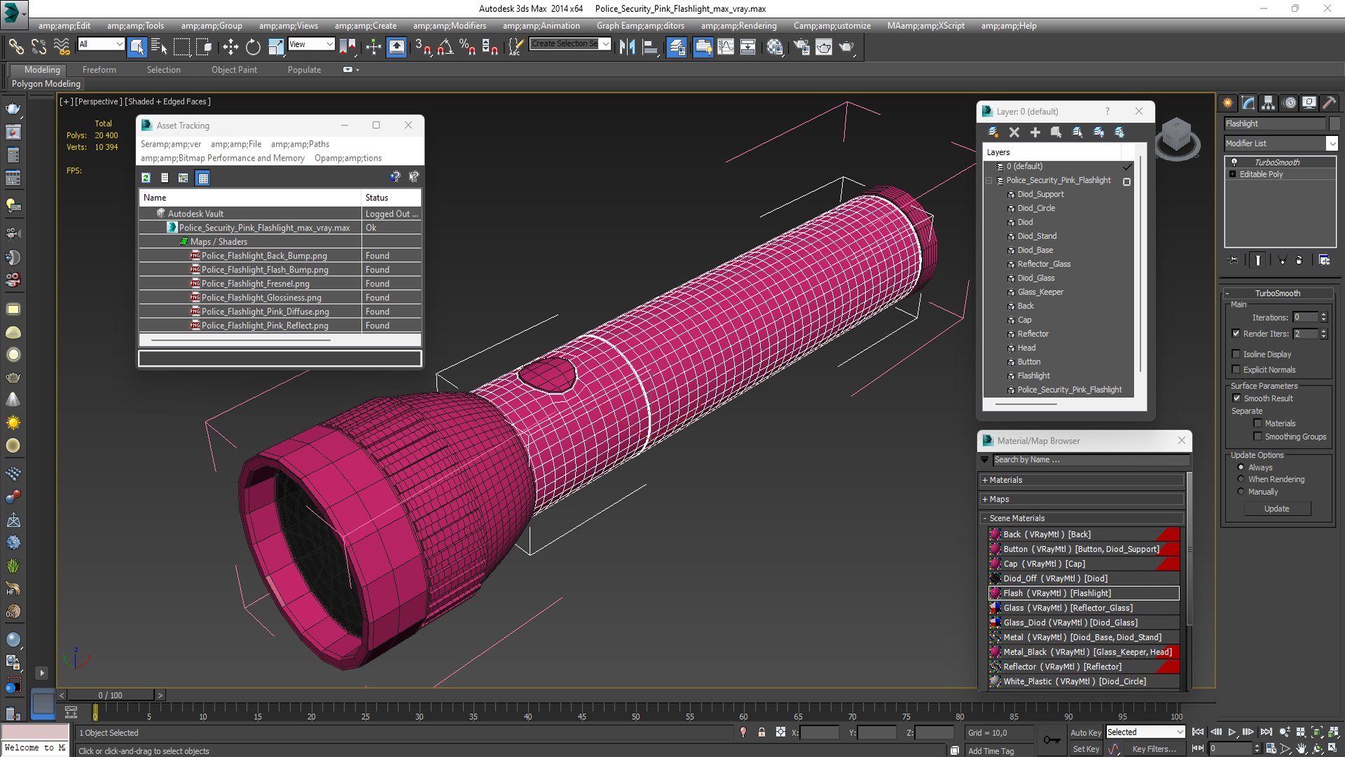3D Police Security Pink Flashlight - TurboSquid 2157042