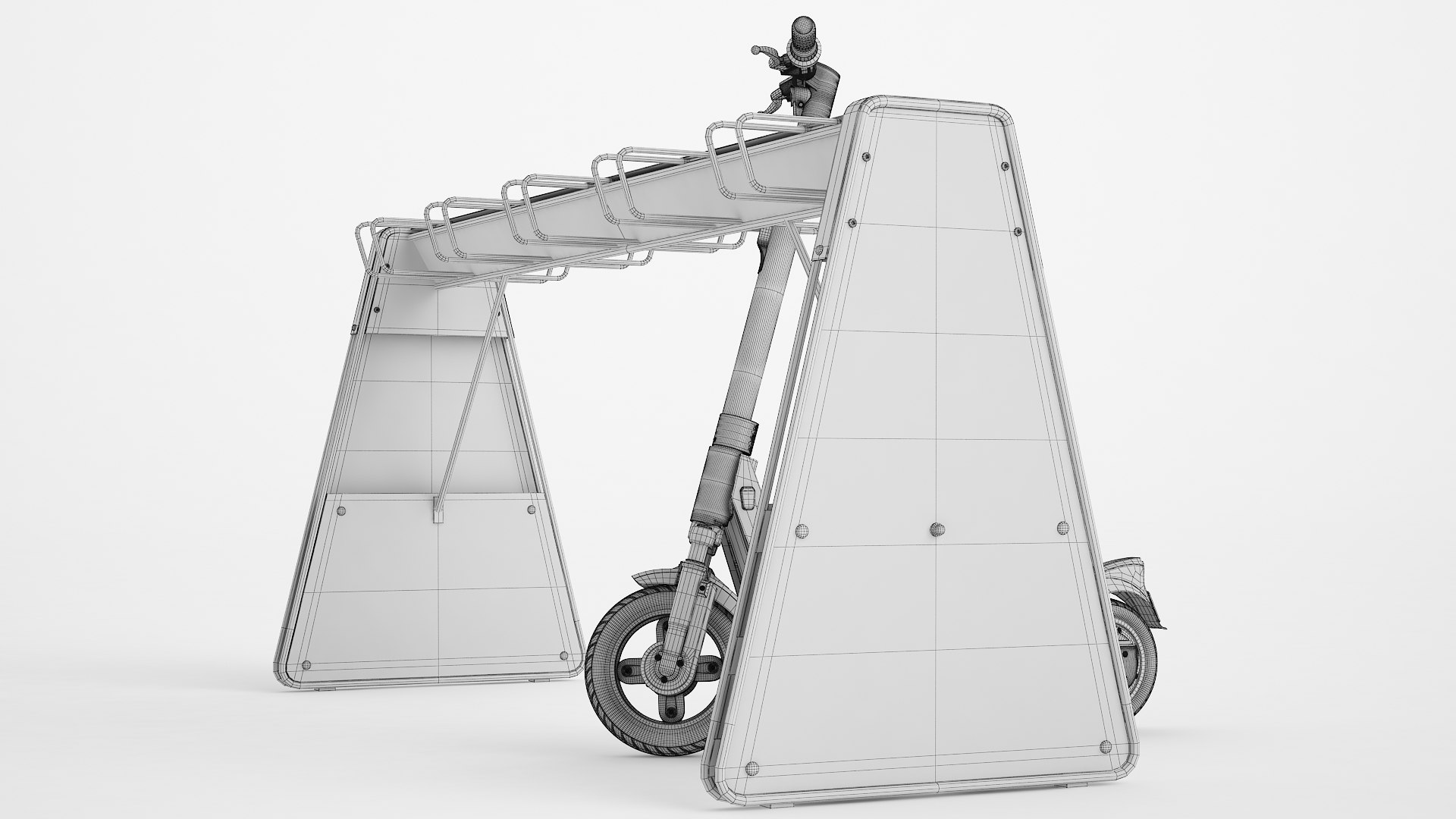 3D model Scooter Parking Rack with Electric Scooter 04 - TurboSquid 2028151