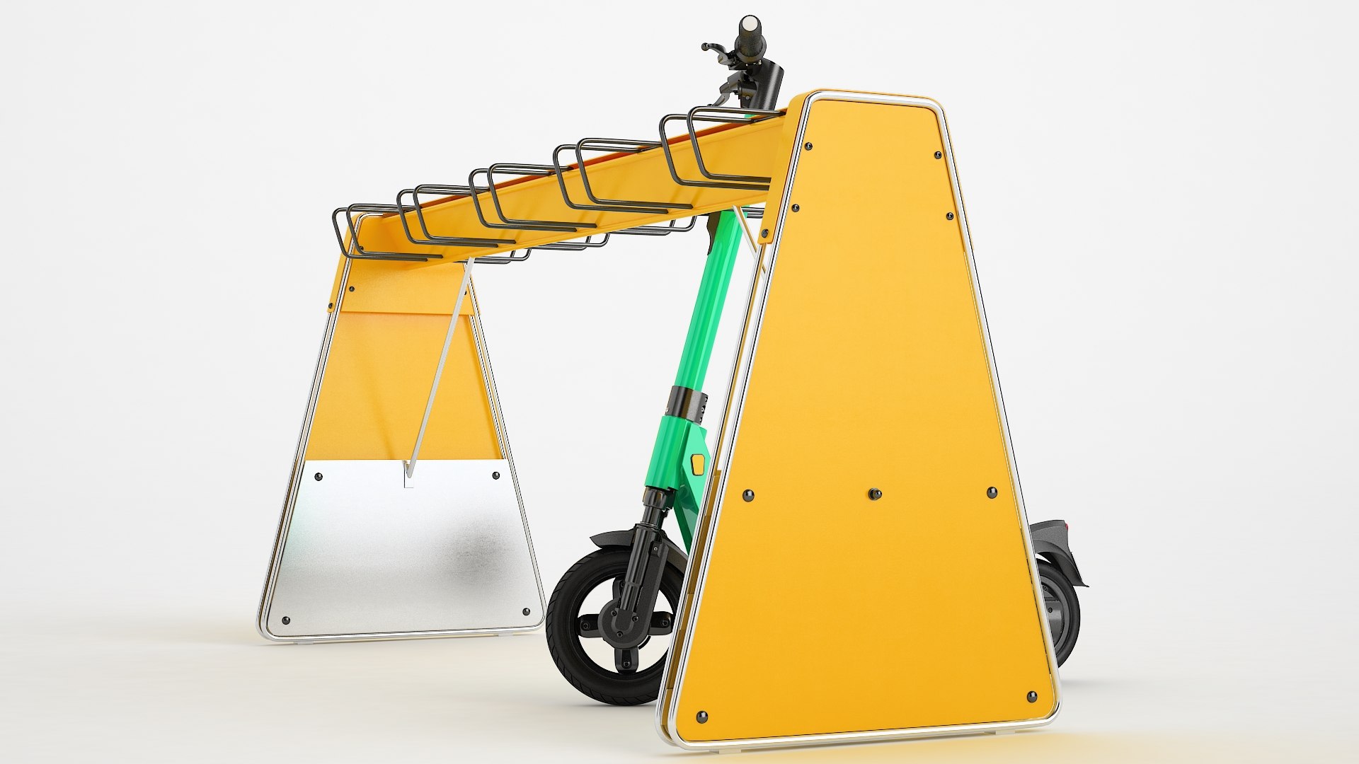 3D model Scooter Parking Rack with Electric Scooter 04 - TurboSquid 2028151