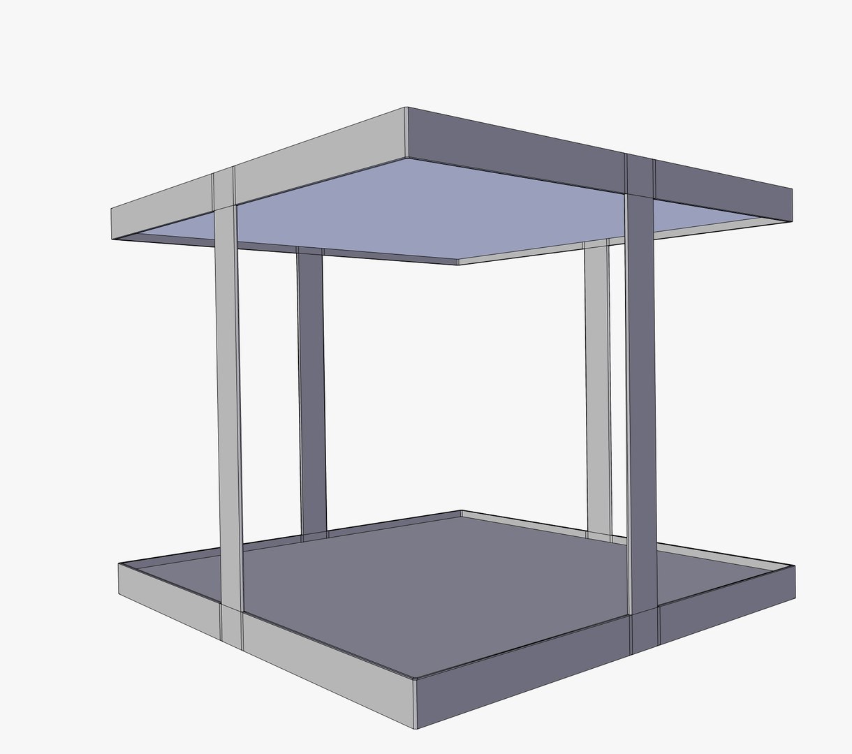 Industrial Square Table 3d Model