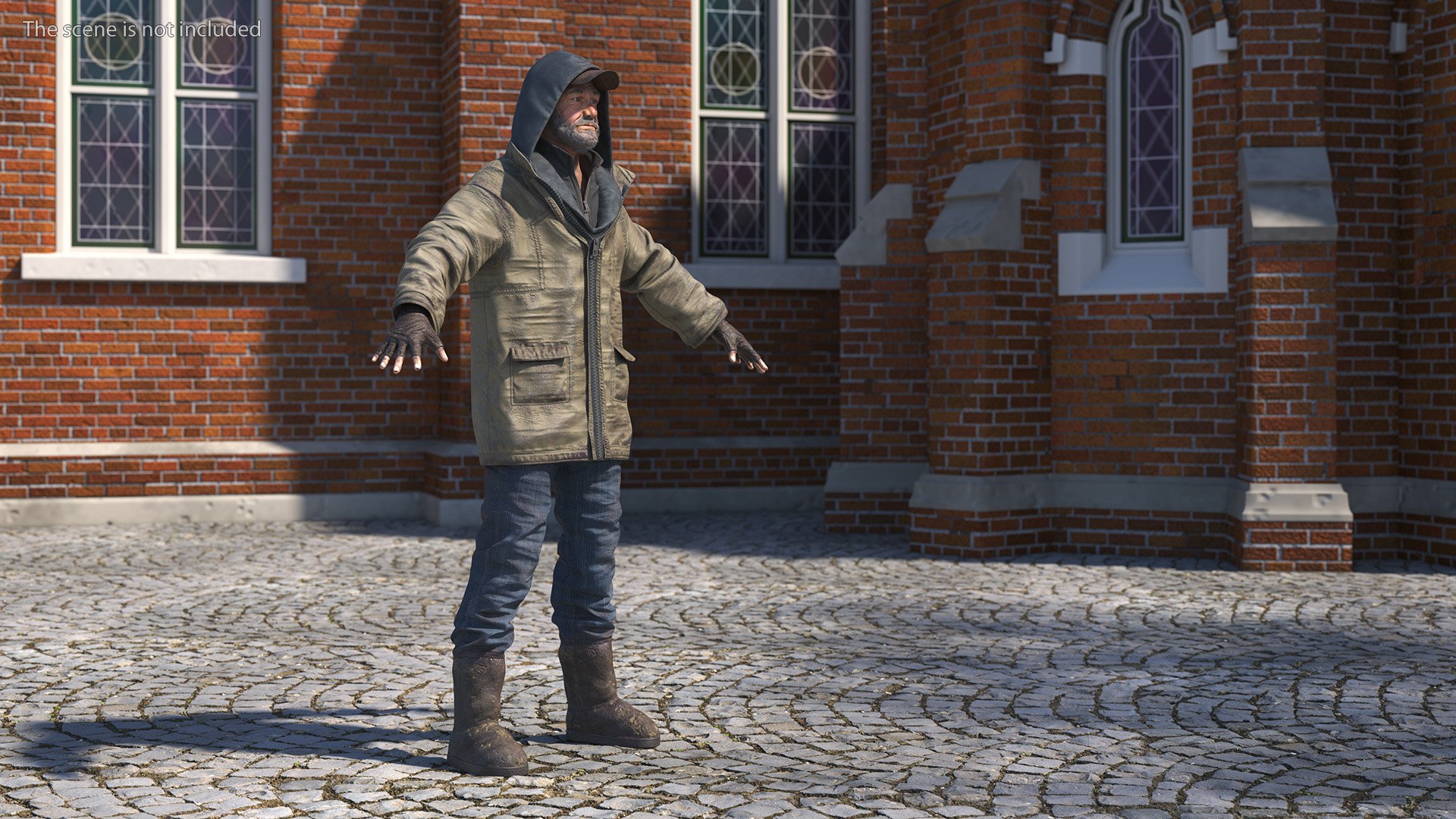 3D Homeless Old Man A-Pose - TurboSquid 2283343