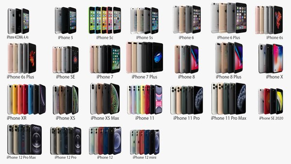 Apple iPhone Collection 2011 to 2020 v2 3D - TurboSquid 1743143