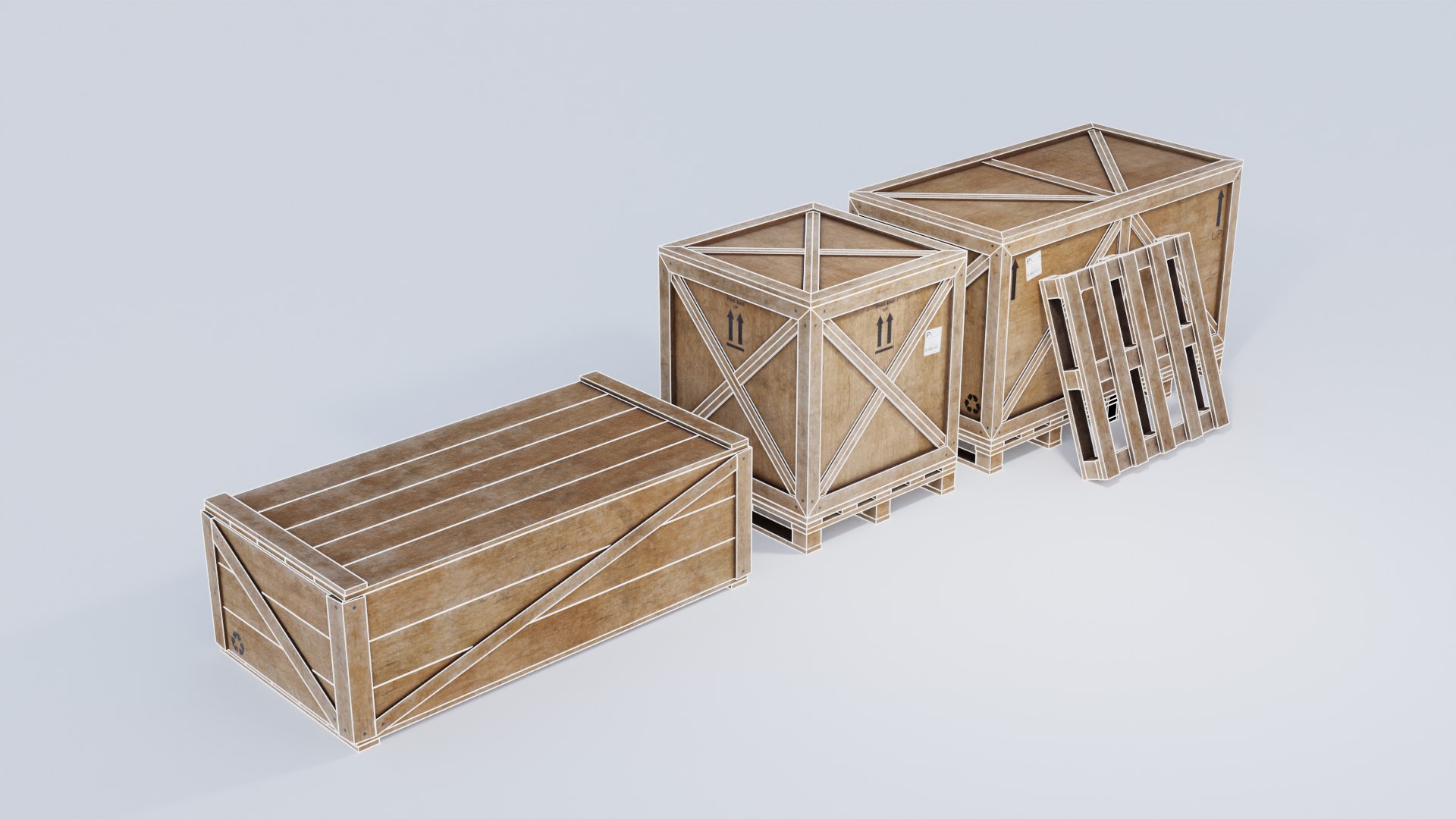 Wooden Crates And Pallet 4K 3D Model - TurboSquid 2053047
