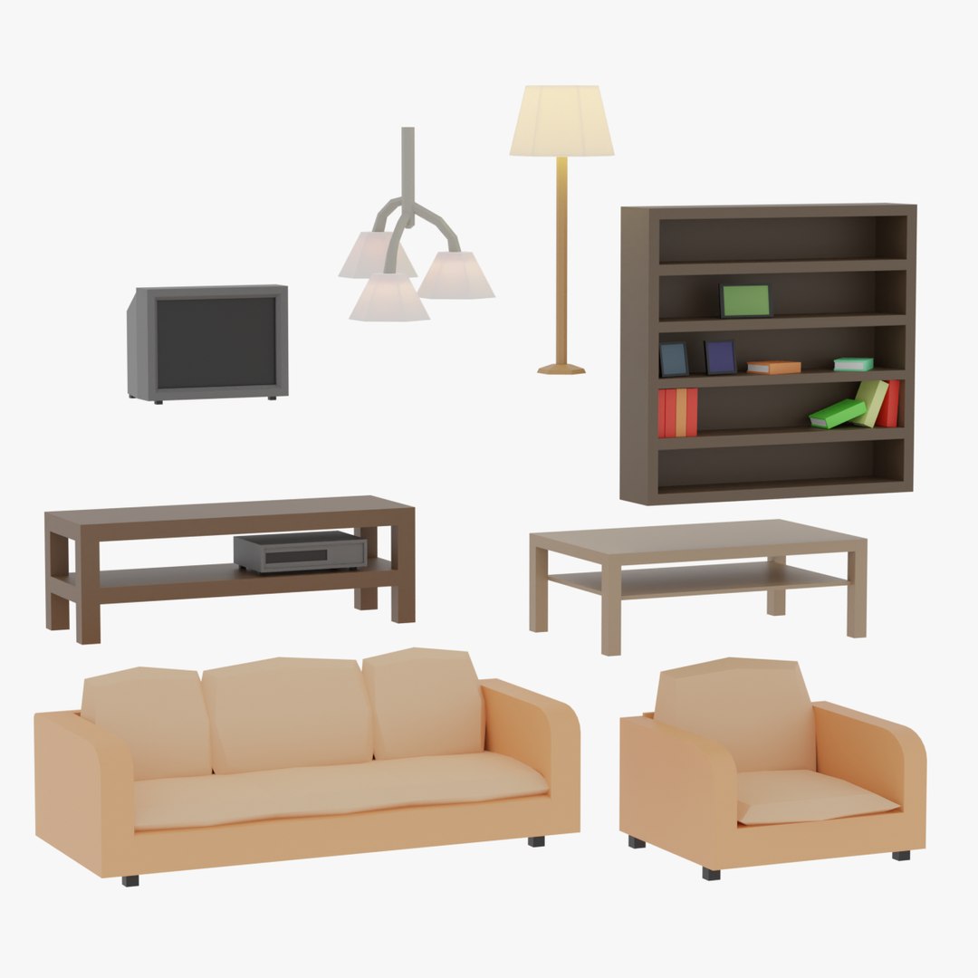 Low Poly Livingroom Pack 3D Model - TurboSquid 1973672