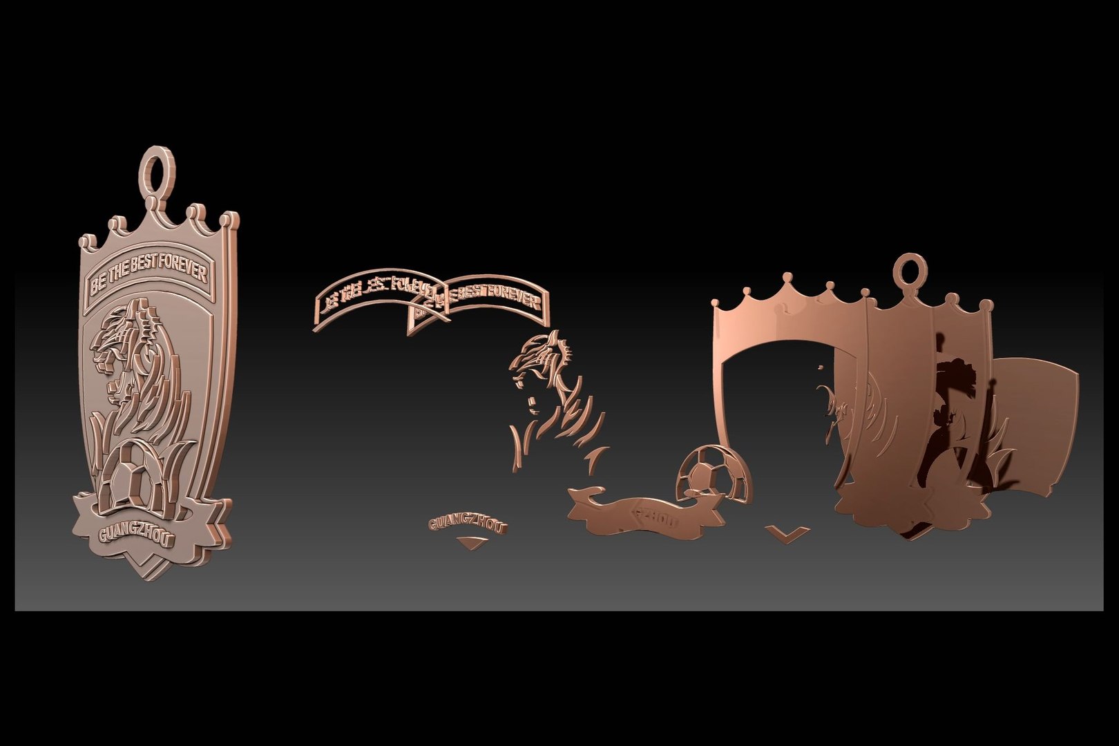 3D Guangzhou Evergrande FC Logo Shield Printable Keychan And Renderable ...