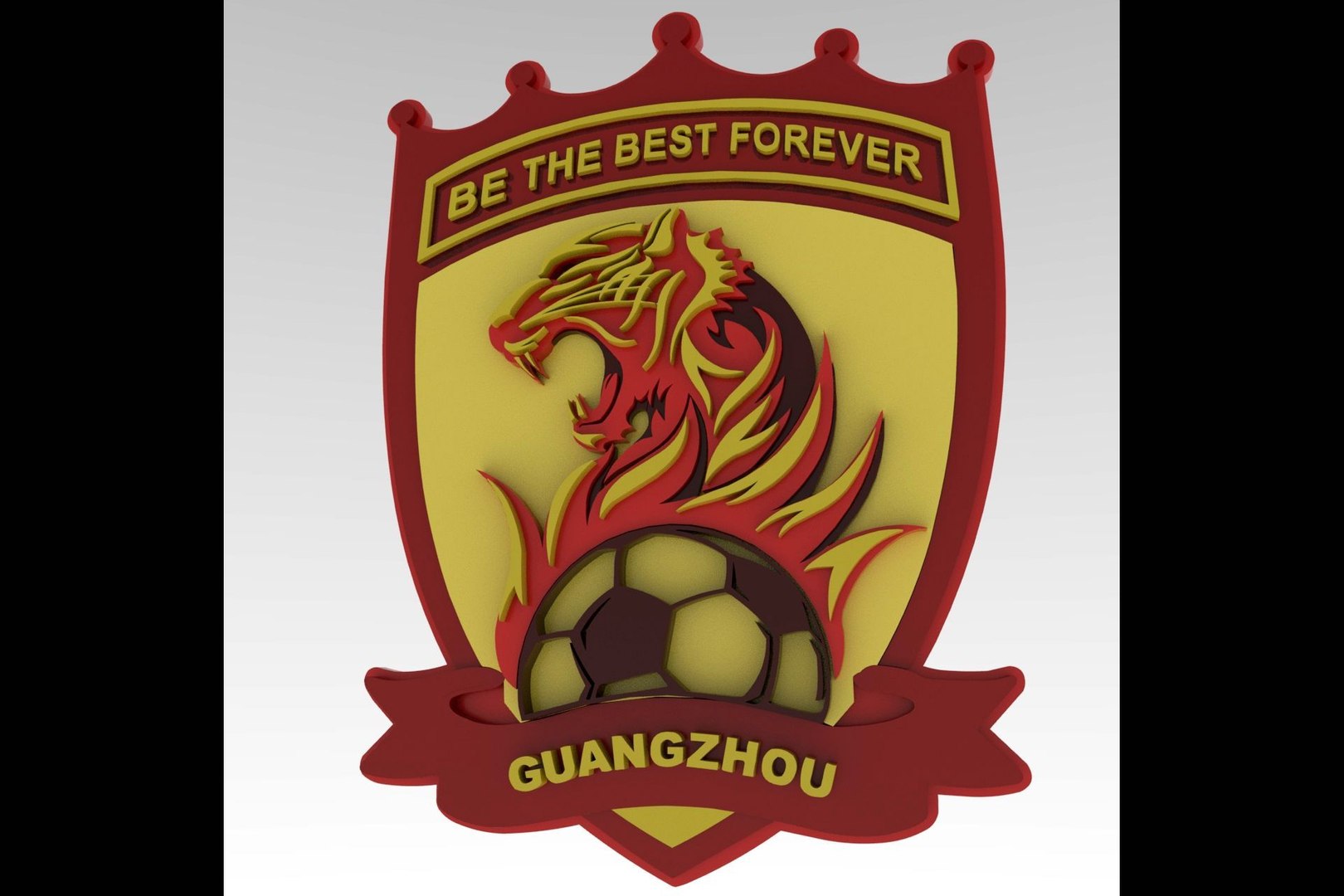 3D Guangzhou Evergrande FC Logo Shield Printable Keychan And Renderable ...