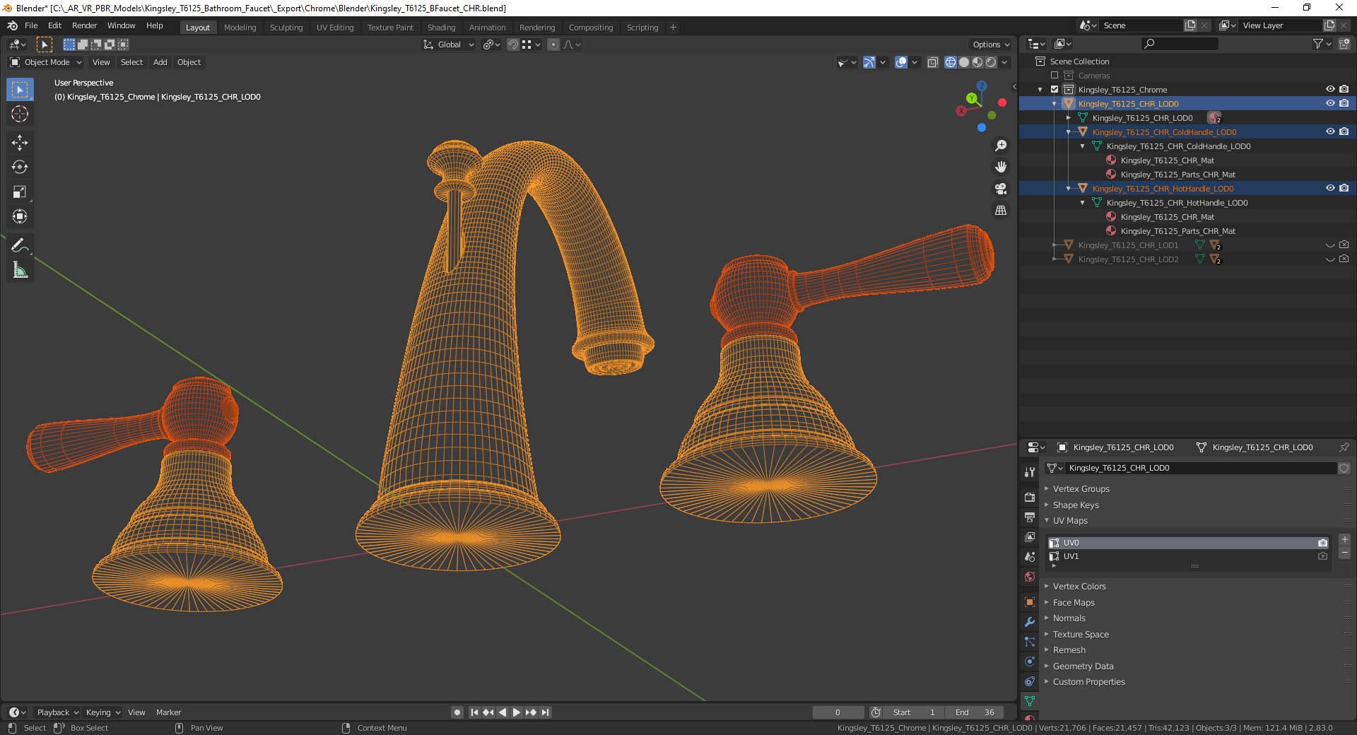 3D Model Moen Kingsley T6125 Chrome - TurboSquid 1577200