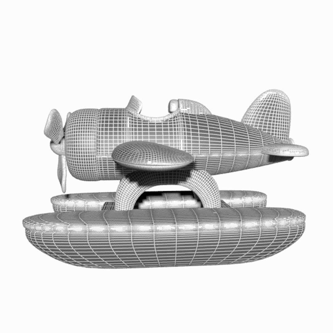 3ds Cartoon Seaplane Plane