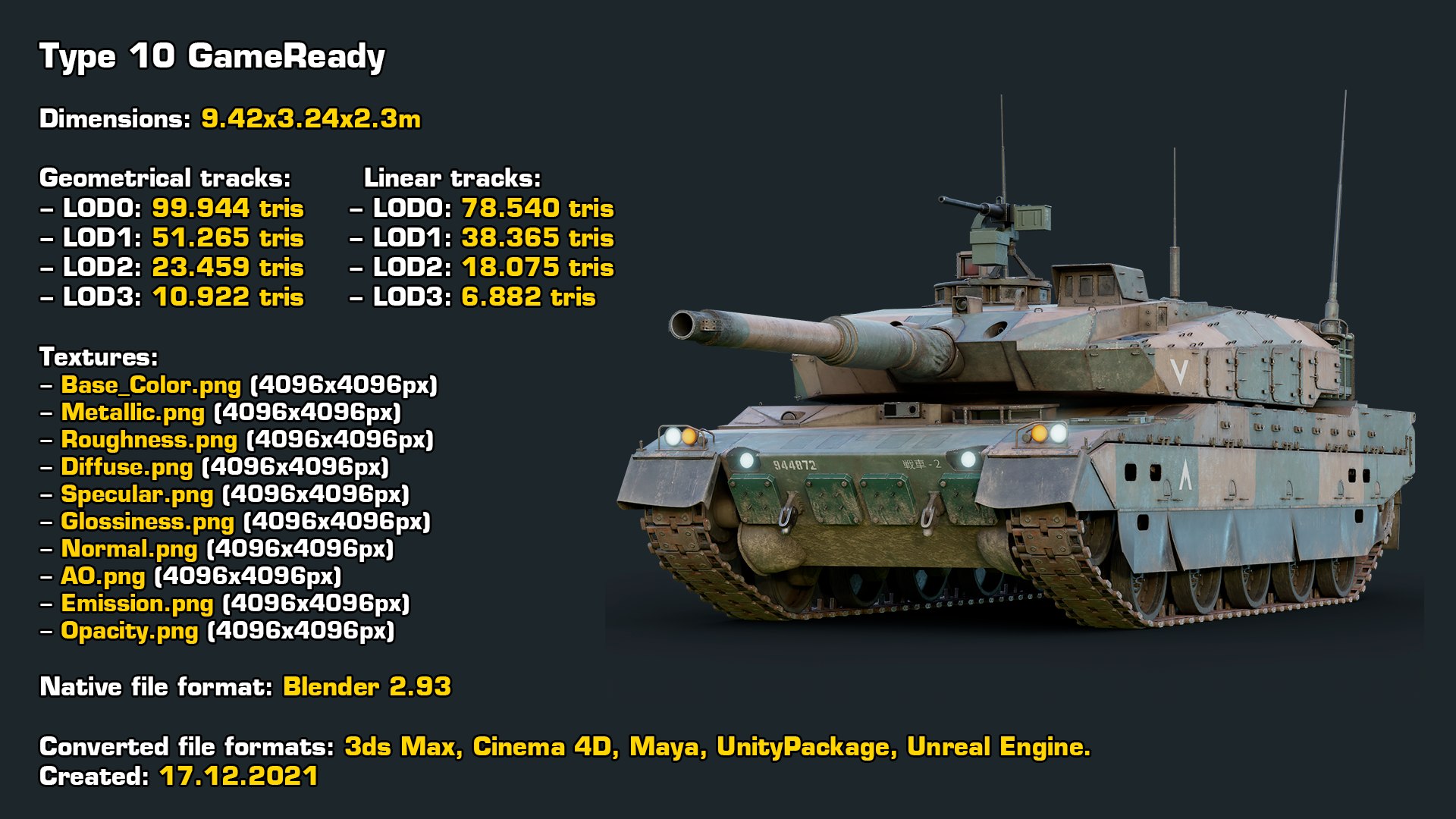 Rigged Type 10 GameReady LODs 3D model - TurboSquid 1829217