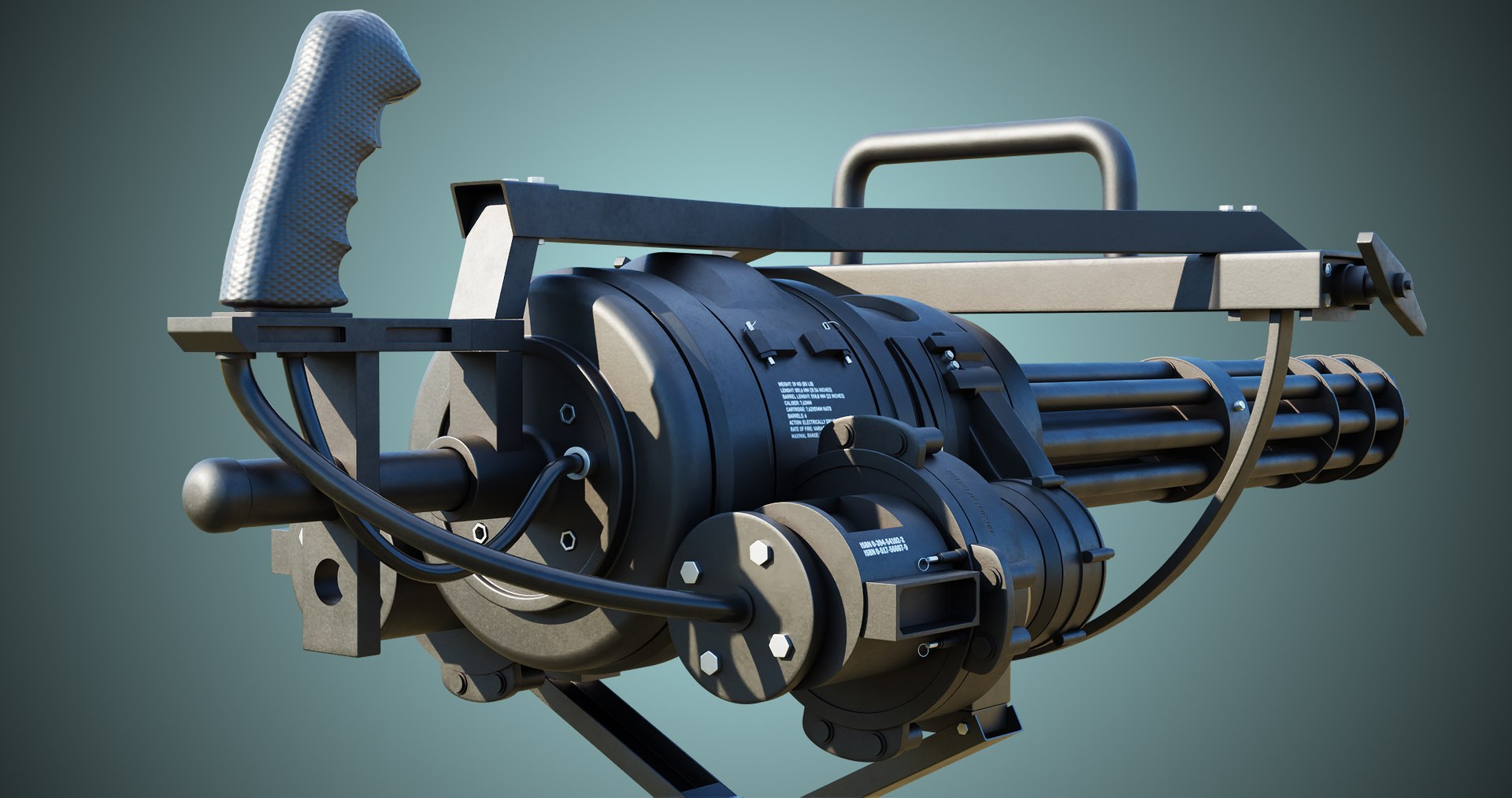 M134 Minigun PBR Unity UE Arnold V-ray Textures Included 3D Model ...
