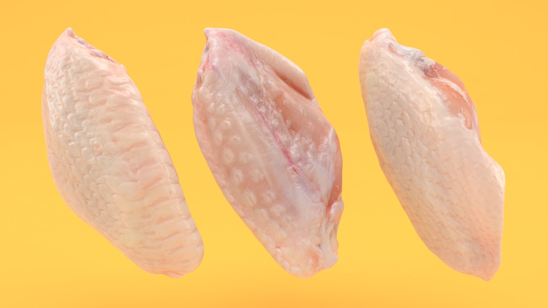 3D Model Fresh Raw Chicken Middle Wing V2 - TurboSquid 2056942