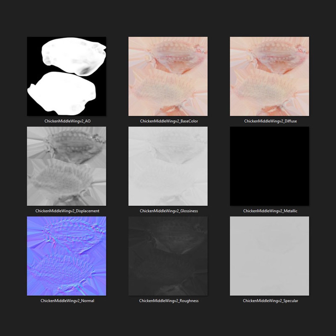 3D model Fresh Raw Chicken Middle Wing v2 - TurboSquid 2056942