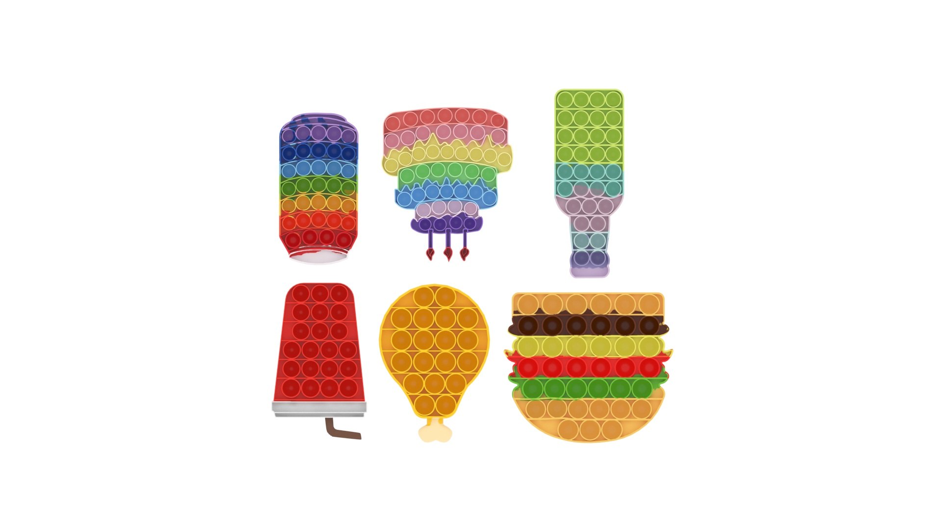 3D Model Pop It Fidget Toys Set - TurboSquid 1781239