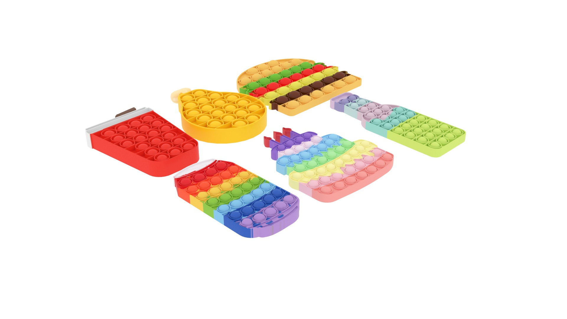 3D Model Pop It Fidget Toys Set - TurboSquid 1781239