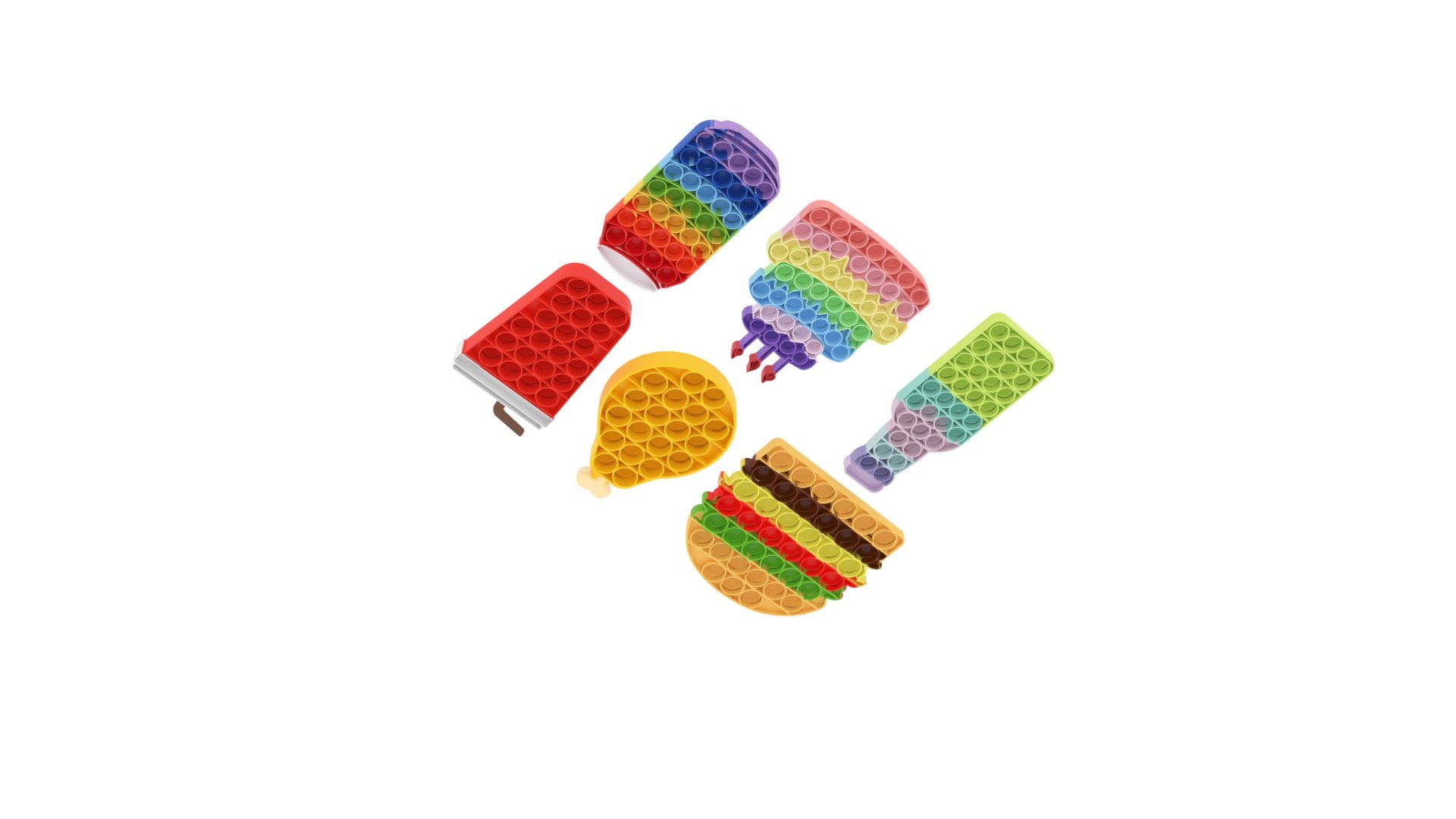 3D Model Pop It Fidget Toys Set - TurboSquid 1781239