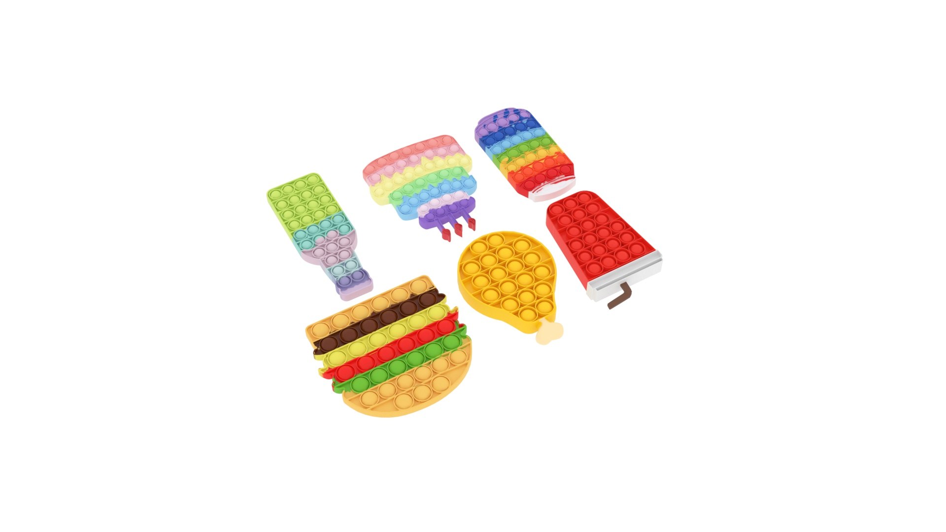 3D Model Pop It Fidget Toys Set - TurboSquid 1781239