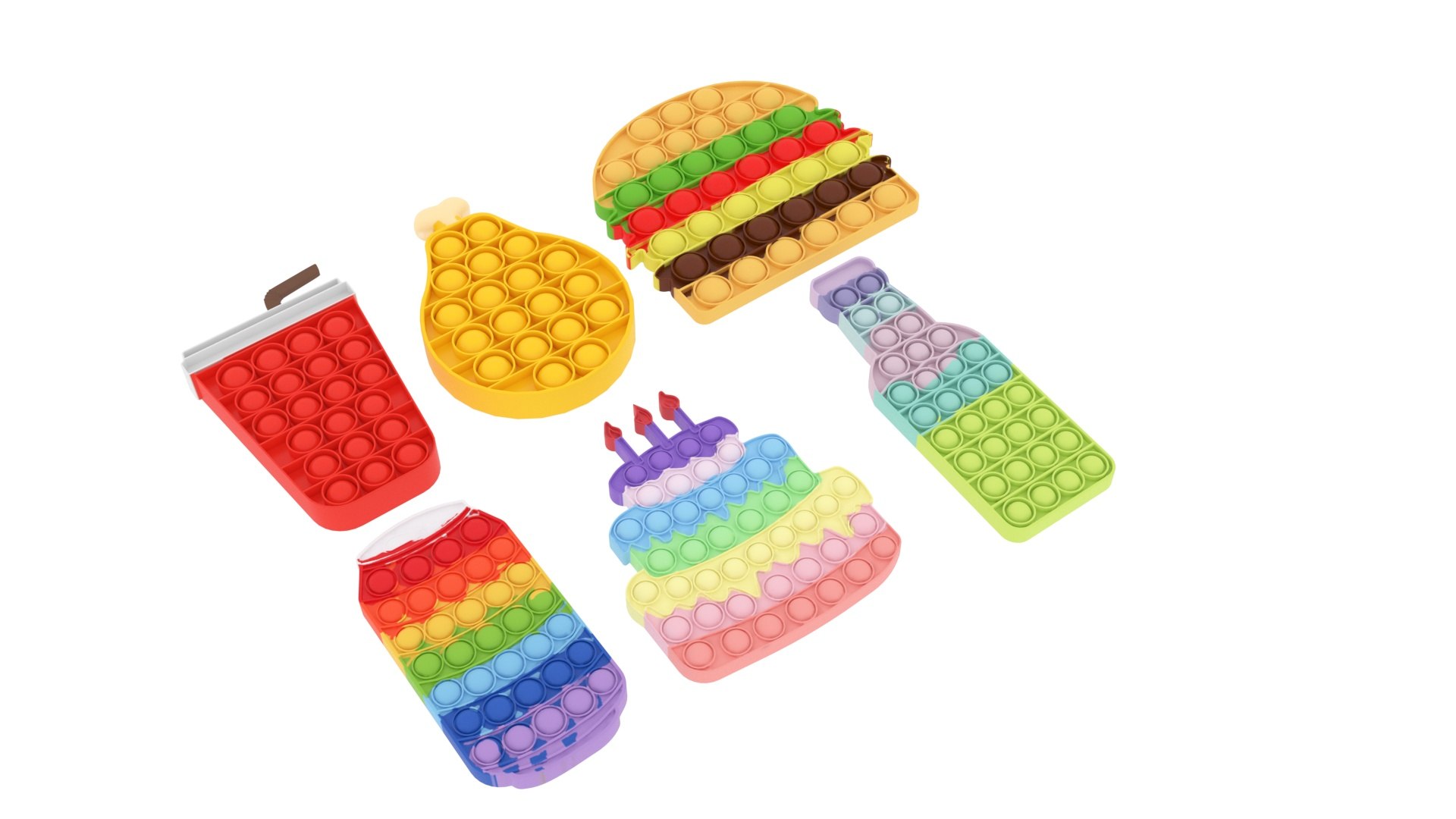 3D Model Pop It Fidget Toys Set - TurboSquid 1781239