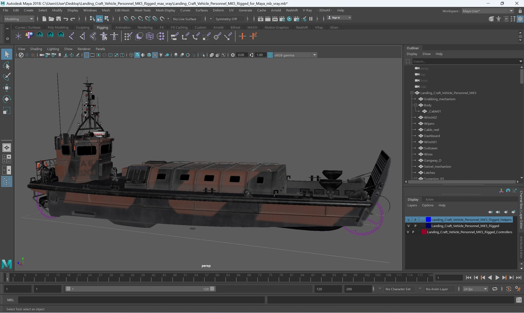 3D Landing Craft Vehicle Personnel MK5 Rigged For Maya - TurboSquid 2388644