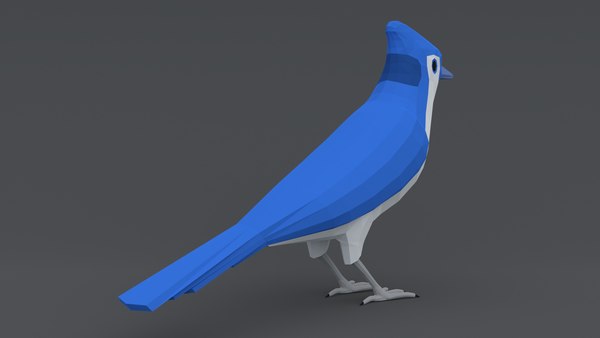 3D Low Poly Cartoon Blue Jay model - TurboSquid 1857653