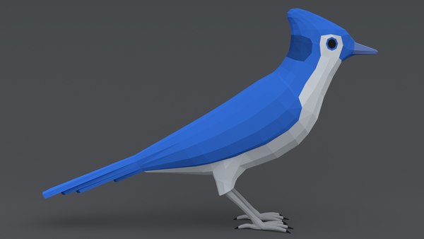 3D Low Poly Cartoon Blue Jay model - TurboSquid 1857653