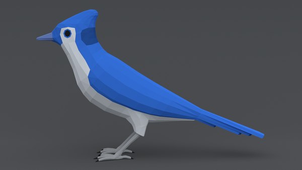 3D Low Poly Cartoon Blue Jay model - TurboSquid 1857653