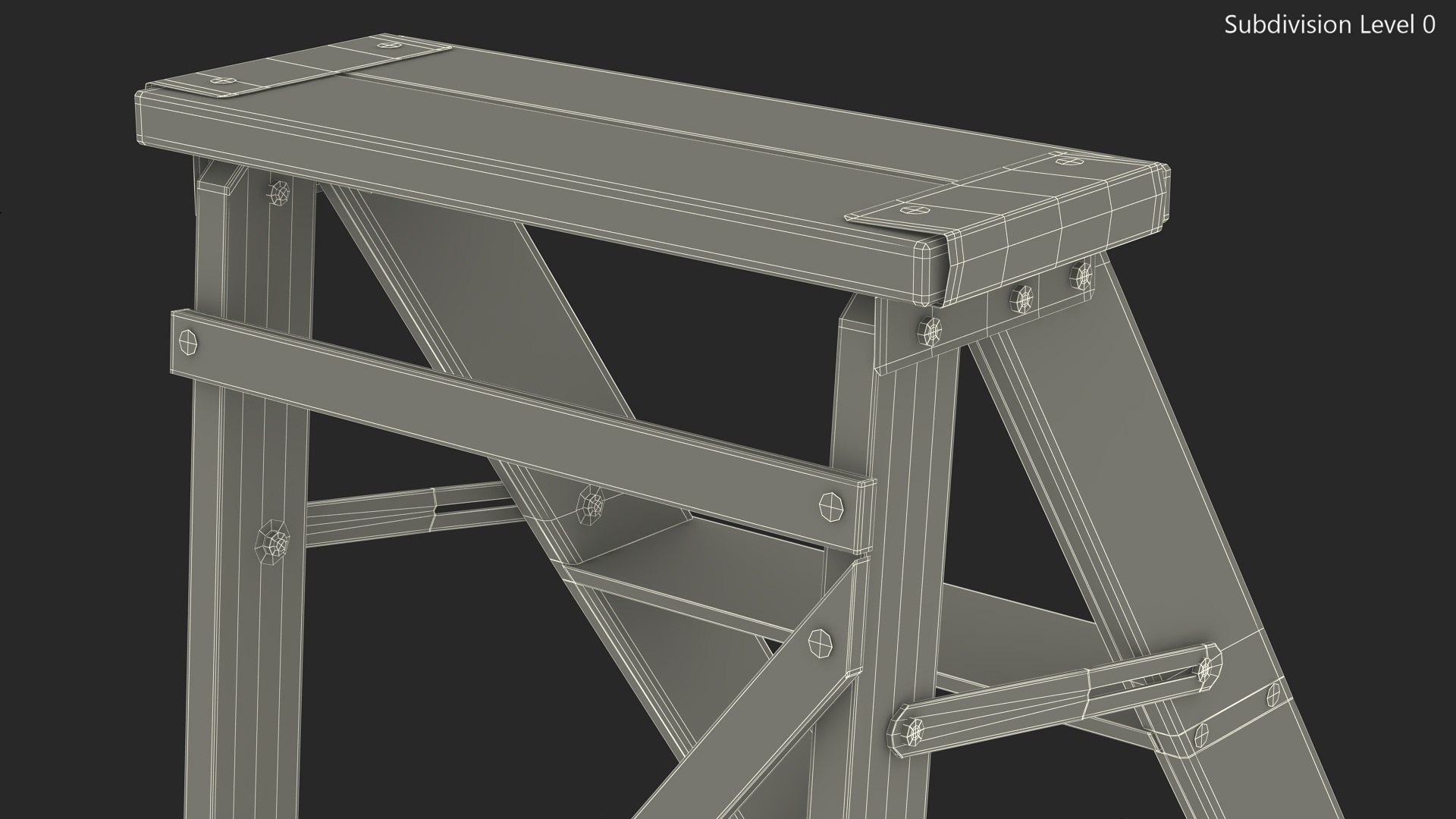 3D Old Wooden Stepladder model - TurboSquid 2133615