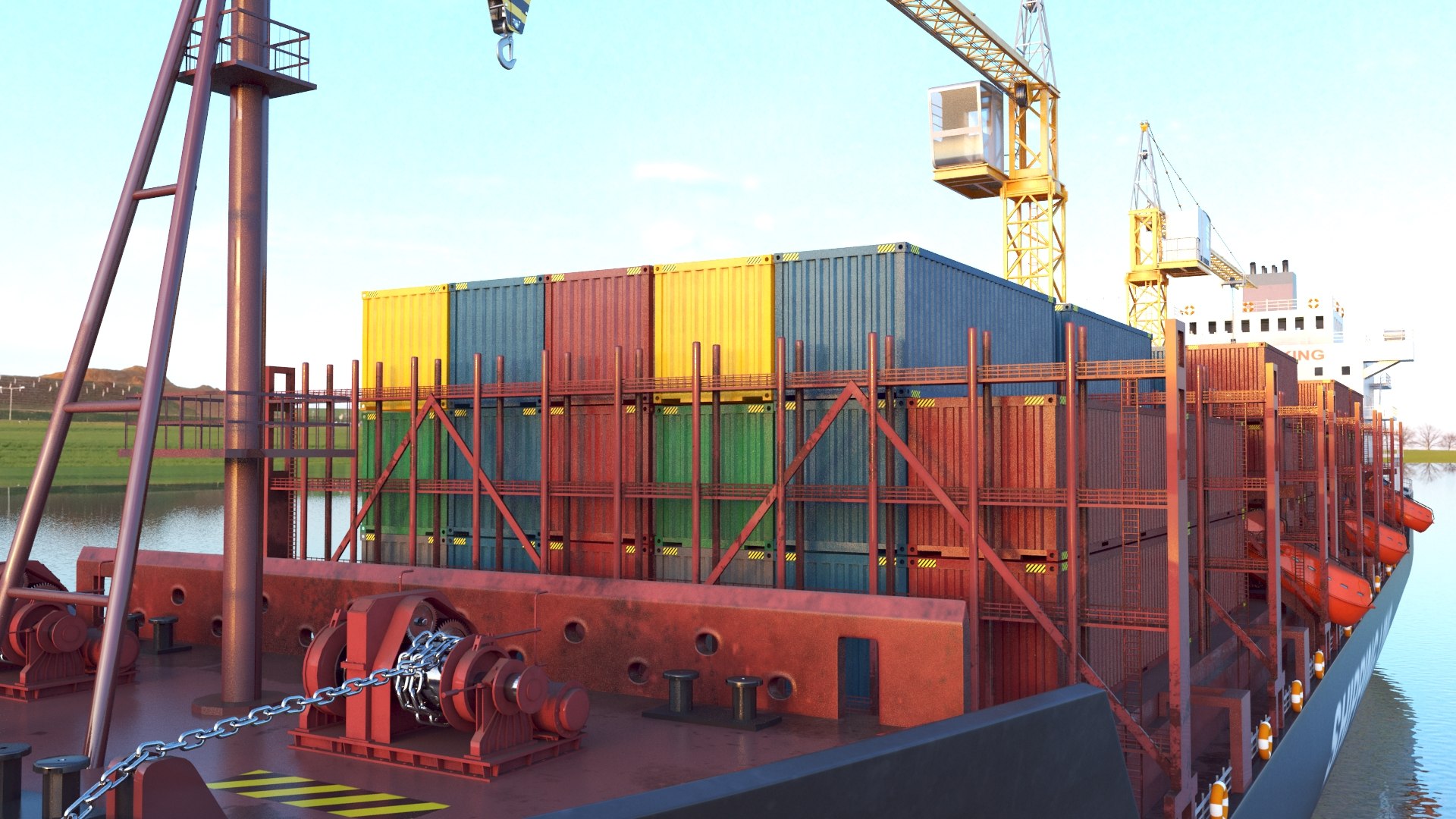 Bulk Container Ship Carrier Model - TurboSquid 1780554