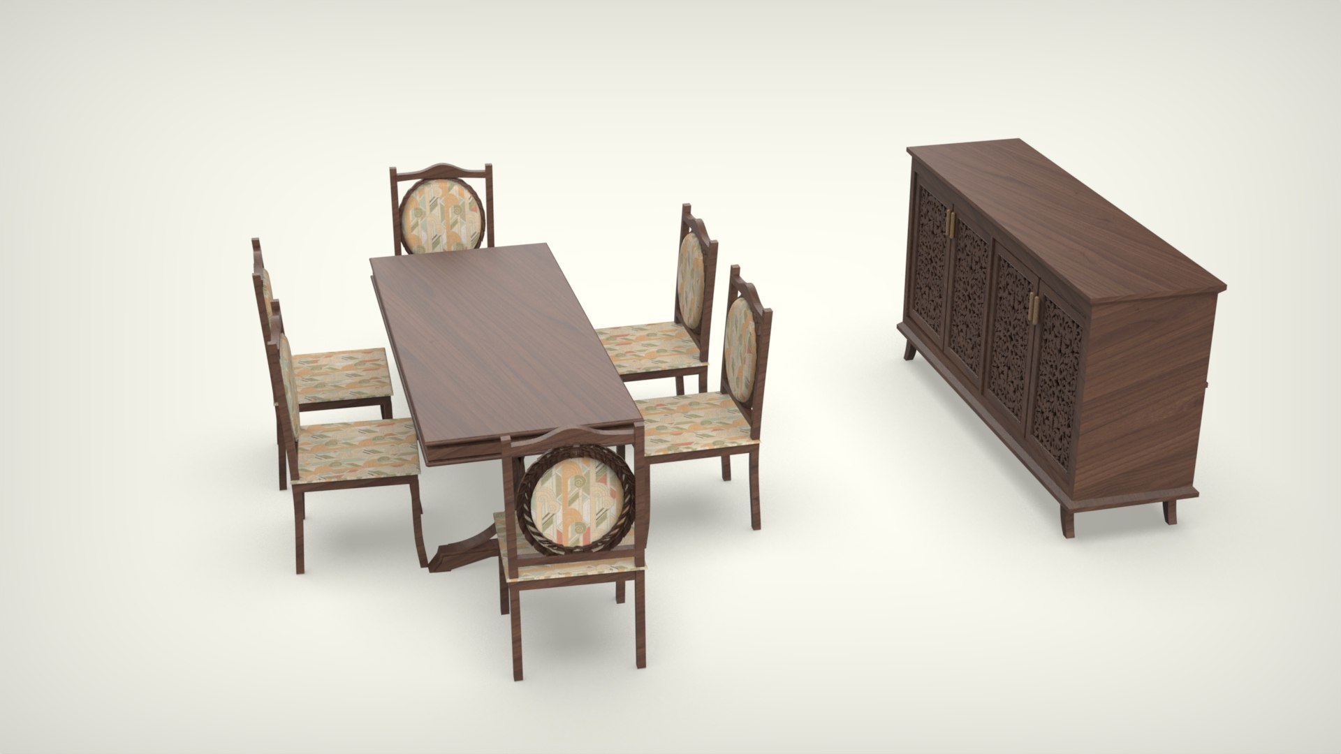 Dining Table Set - 01 3D model - TurboSquid 2175102